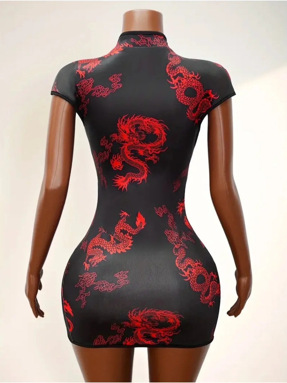 Dresses | Black Red Dragon Cutout Mini Dress | Poshmark